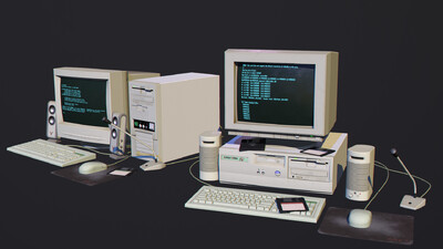 PBR-旧电脑模型-电脑设备模型库-FBX(.fbx)模型下载-cg模型网