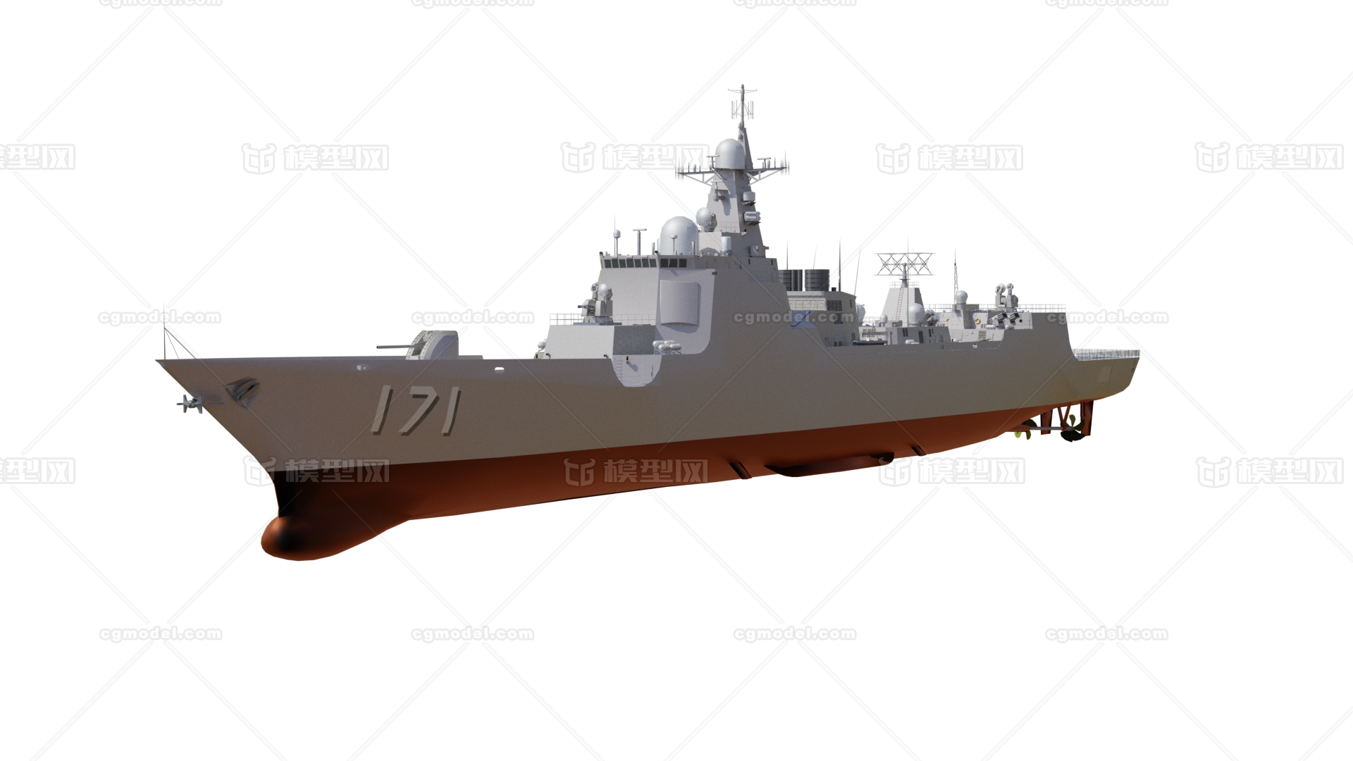 052C海口号导弹驱逐舰171舰 中华神盾052d护卫舰模型-军舰模型库-STL(.stl)模型下载-cg模型网