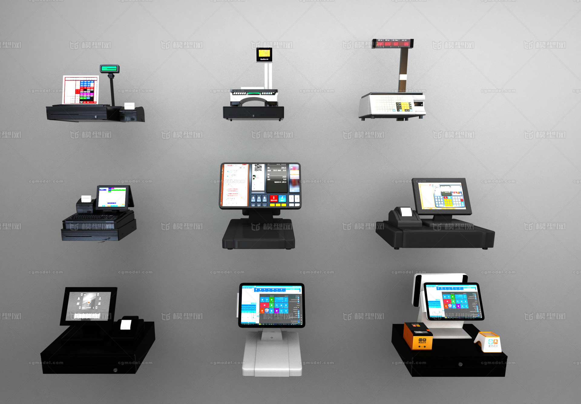 收银机 pos系统 点餐系统 pos收银机 点餐机 po模型-电脑设备模型库-3ds Max(.max)模型下载-cg模型网