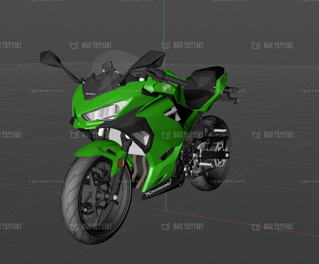 kawasaki ninja模型-摩托车模型库-Cinema 4D(.c4d)模型下载-cg模型网