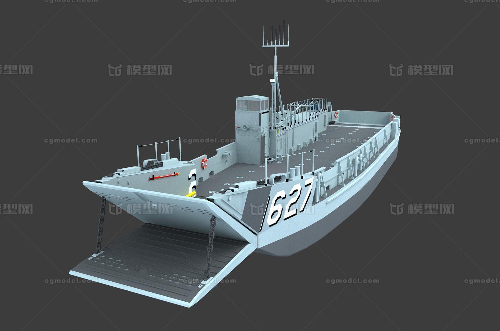 二战美军lcu1600登陆艇模型-军舰模型库-3ds Max(.max)模型下载-cg模型网