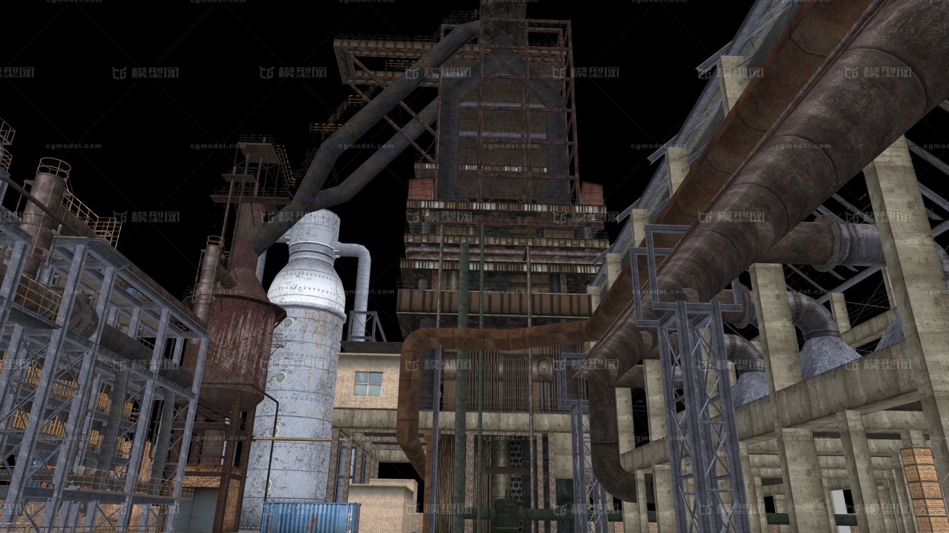 大型室外钢铁厂 VR模型-现代场景模型库-3ds Max(.max)模型下载-cg模型网