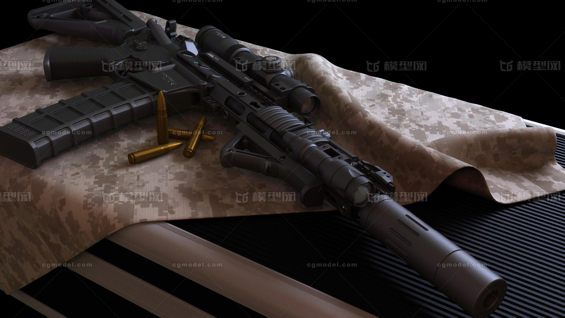 M416 HR416模型-枪械模型模型库-3ds Max(.max)模型下载-cg模型网