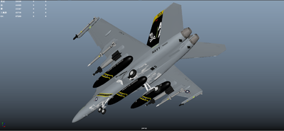 F-18战斗机 F18C模型-军用飞机模型库-Maya(.ma/.mb)模型下载-cg模型网