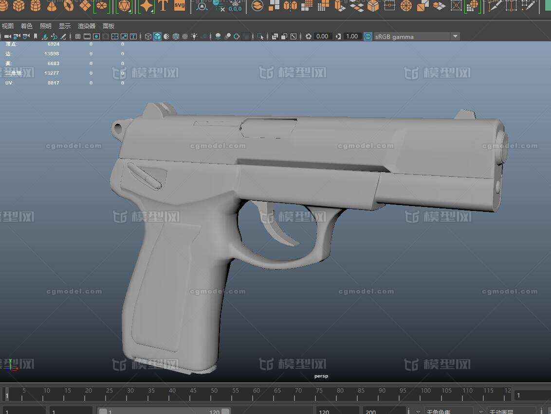 枪械 手枪模型-枪械模型模型库-Maya(.ma/.mb)模型下载-cg模型网