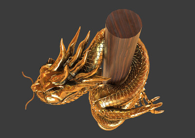 PBR次世代 盘龙模型-神话雕塑模型库-OBJ(.obj/.mtl)模型下载-cg模型网