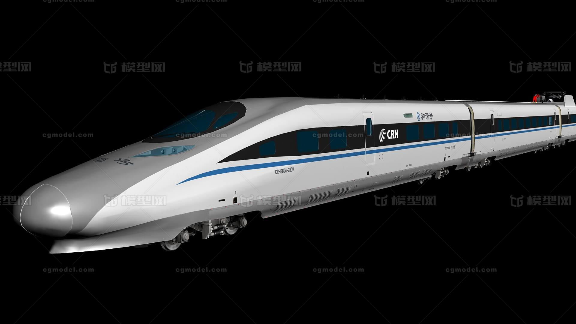 CRH380A-和谐号 8辆机车整车模型模型-火车/轨道车模型库-3ds Max(.max)模型下载-cg模型网