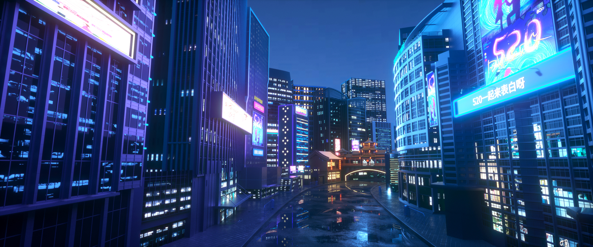 动漫城市夜景,二次元城市夜景,动漫城市夜景图片_大山谷图库