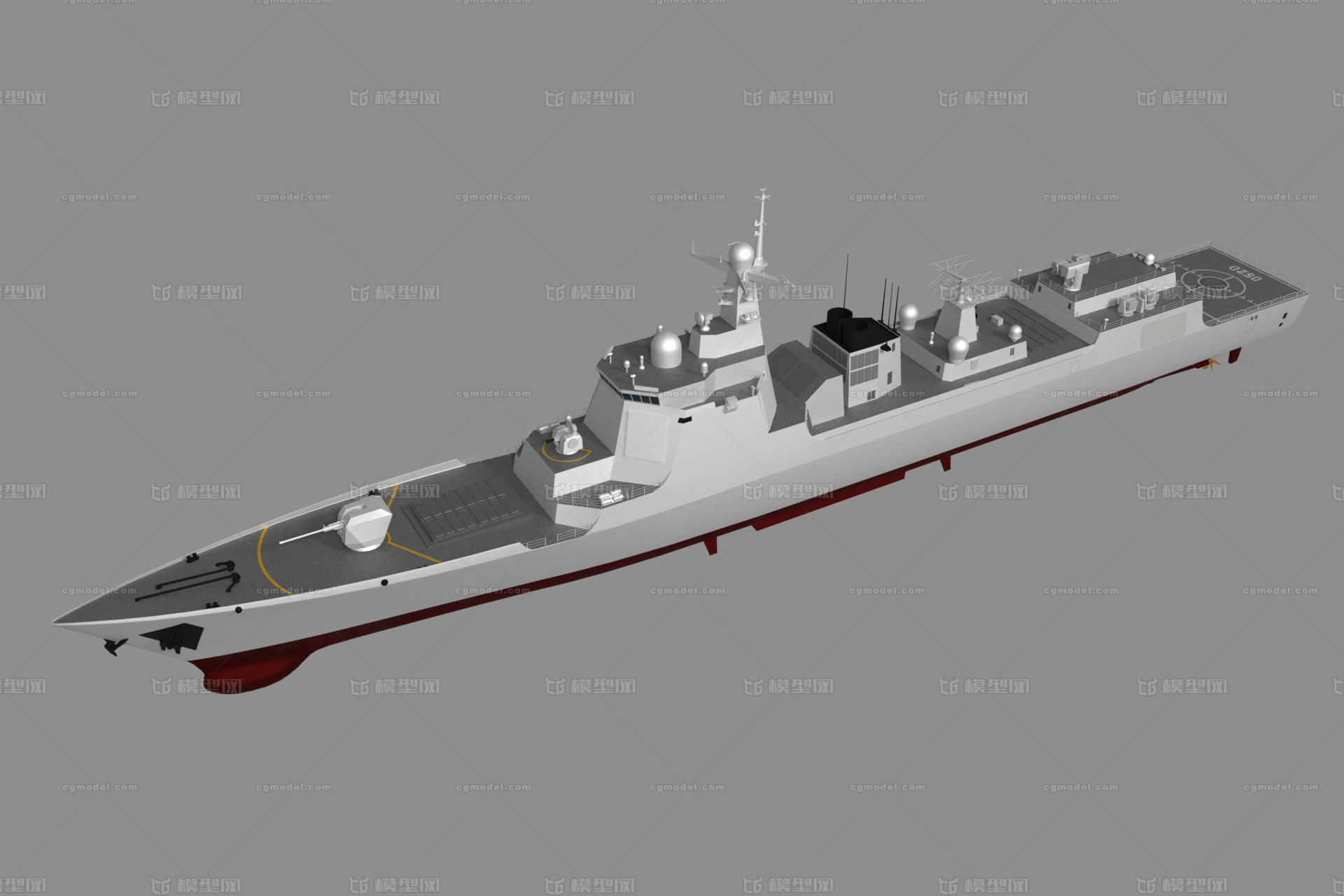中国海军052D型驱逐舰军舰模型-军舰模型库-Maya(.ma/.mb)模型下载-cg模型网