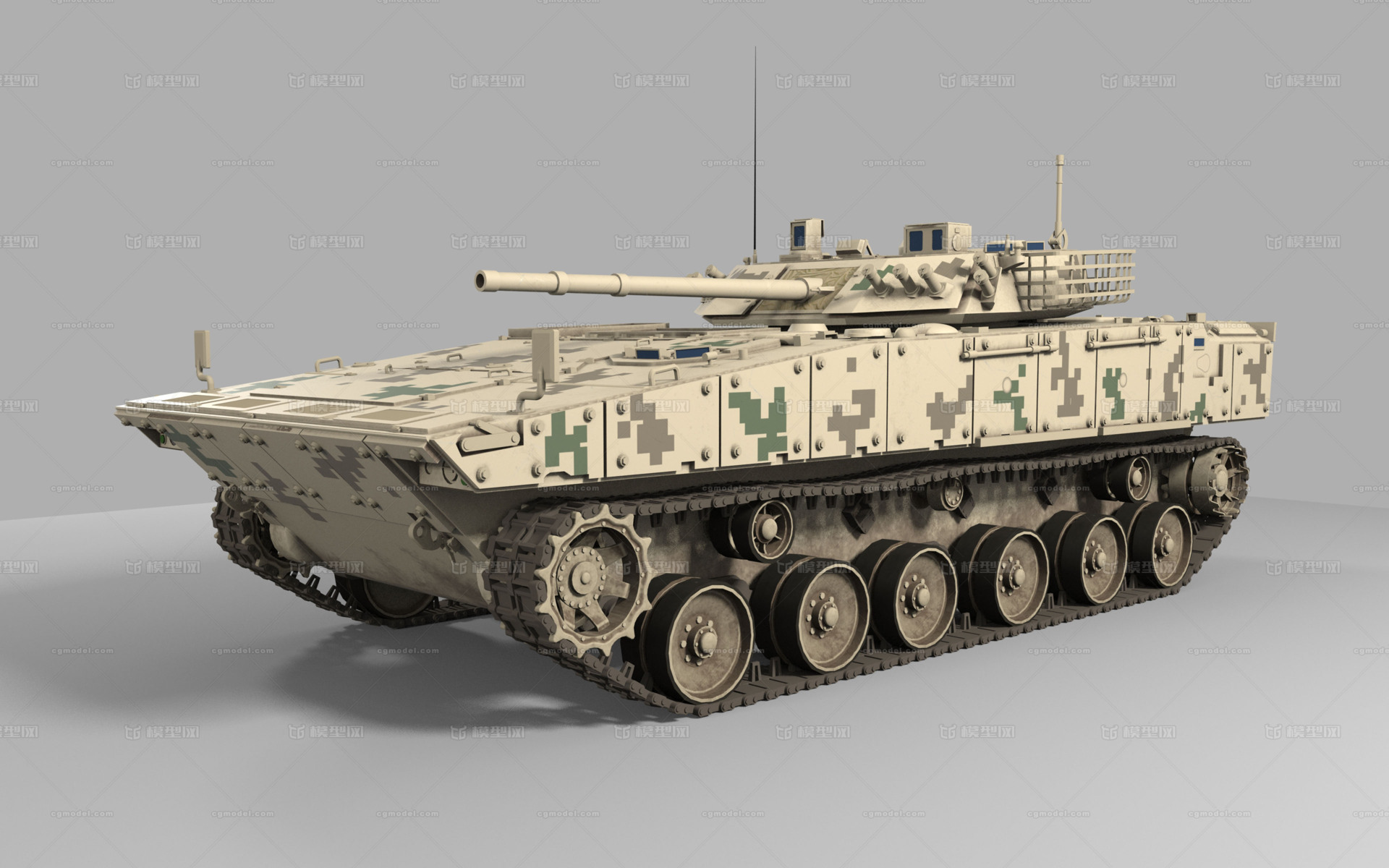 中国陆军ZBD04A步兵战车04步战装甲车模型-装甲车／坦克模型库-Maya(.ma/.mb)模型下载-cg模型网