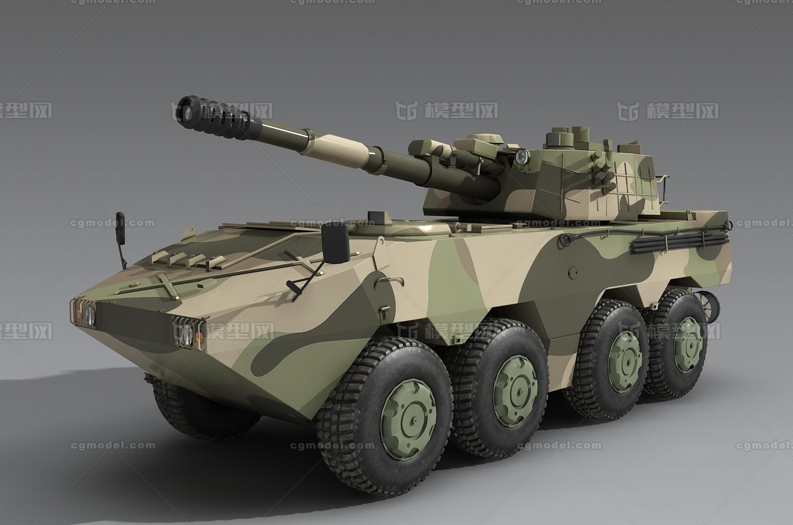 PLL09式122毫米轮式 自行榴弹炮模型-装甲车／坦克模型库-3ds Max(.max)模型下载-cg模型网