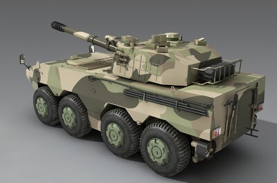 PLL09式122毫米轮式 自行榴弹炮模型-装甲车／坦克模型库-3ds Max(.max)模型下载-cg模型网