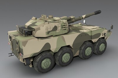 PLL09式122毫米轮式 自行榴弹炮模型-装甲车／坦克模型库-3ds Max(.max)模型下载-cg模型网