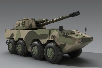 PLL09式122毫米轮式 自行榴弹炮模型-装甲车／坦克模型库-3ds Max(.max)模型下载-cg模型网