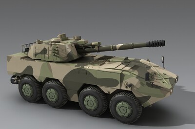 PLL09式122毫米轮式 自行榴弹炮模型-装甲车／坦克模型库-3ds Max(.max)模型下载-cg模型网