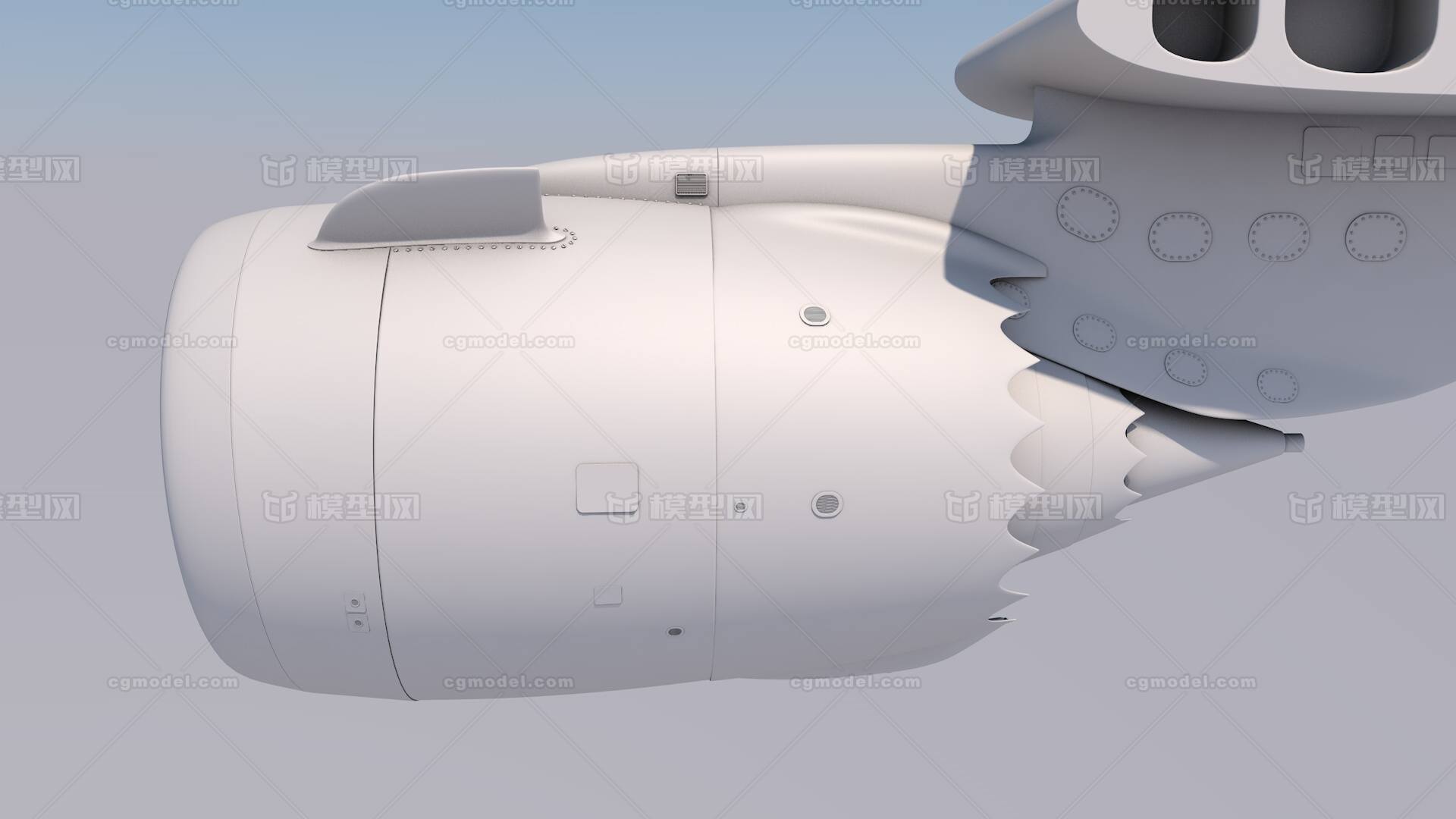 GENX-2B航空发动机+波音747-8航空发动机短舱(素模模型-客机/民用飞机模型库-Cinema 4D(.c4d)模型下载-cg模型网