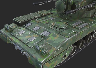 PBR PGZ-009式35mm自行高炮模型-装甲车／坦克模型库-3ds Max(.max)模型下载-cg模型网