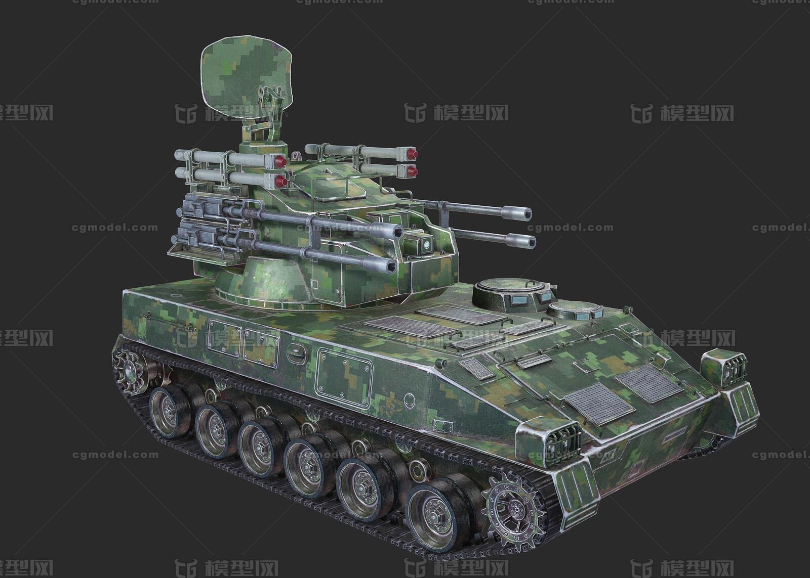 PBR PGZ04式自行高炮模型-装甲车／坦克模型库-3ds Max(.max)模型下载-cg模型网