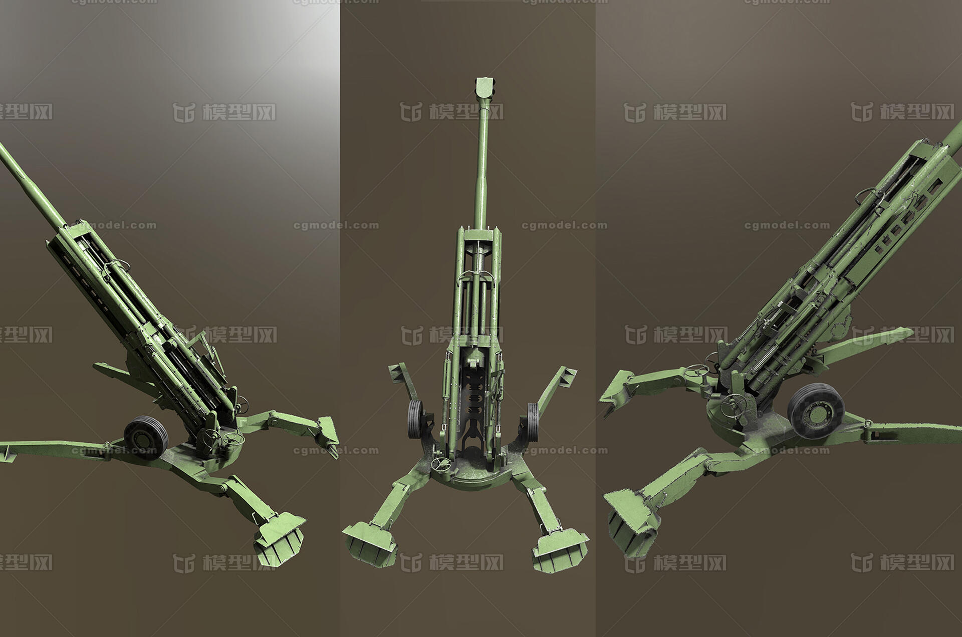 PBR榴弹炮 XM777轻型155毫米口径榴弹炮模型-火炮器械模型库-3ds Max(.max)模型下载-cg模型网