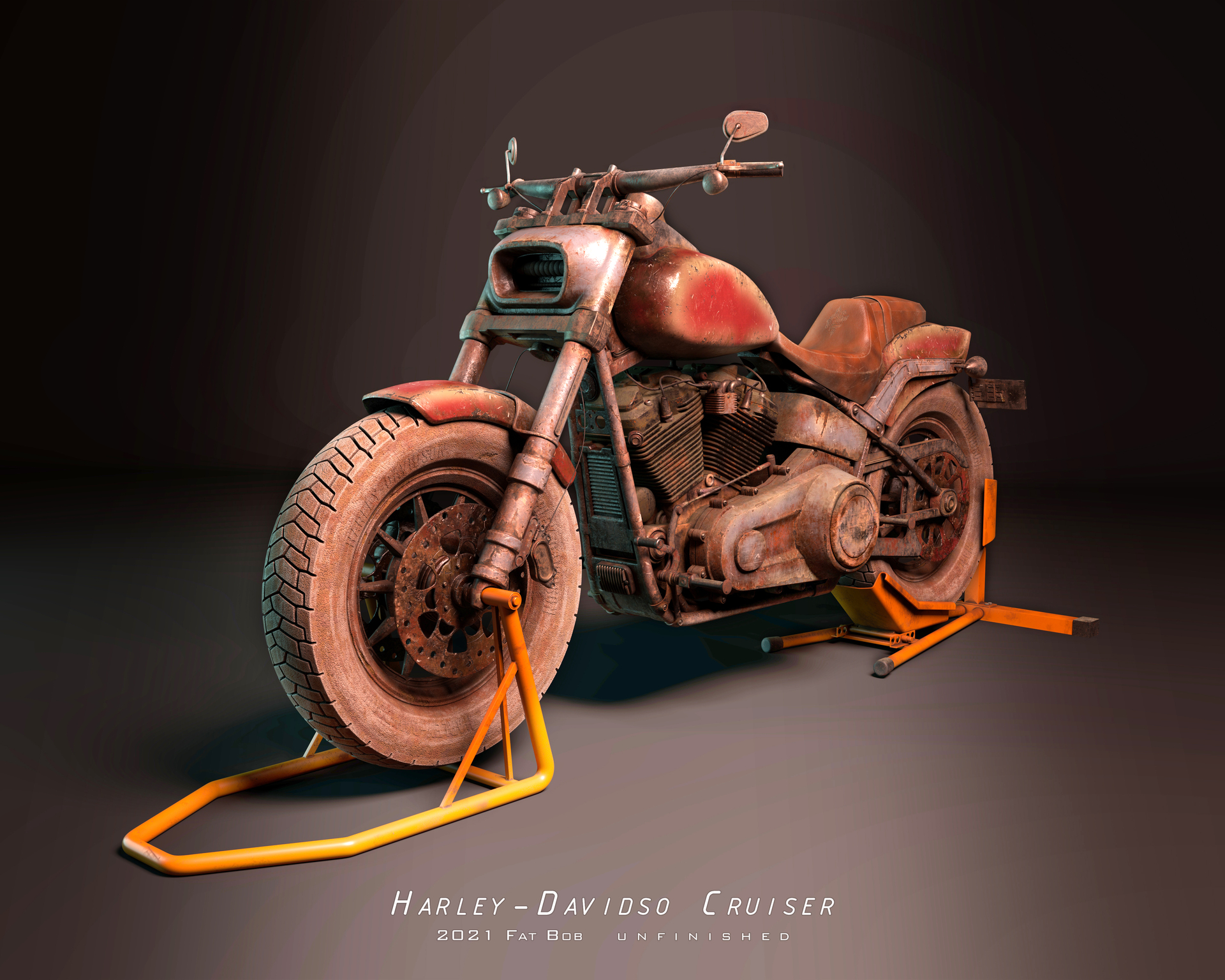 Harley Davidson Fat Bob模型 - 场景/空间/建筑 - 作品模型 - CG模型网