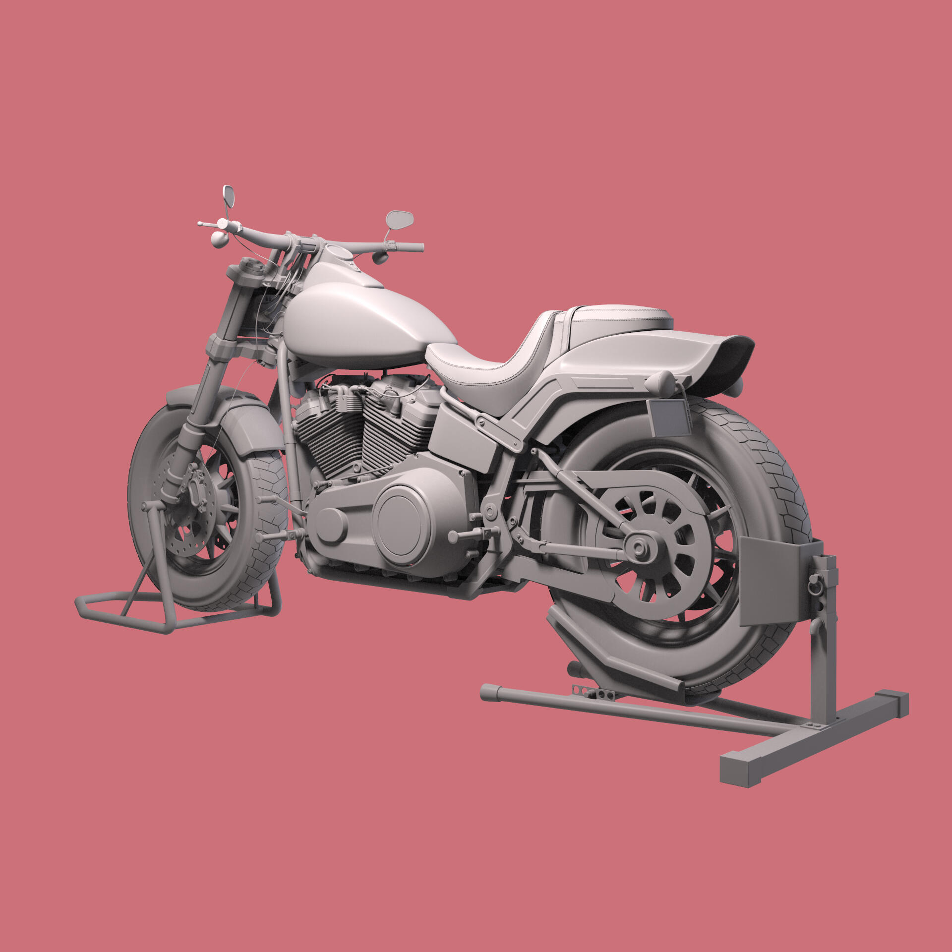 Harley Davidson Fat Bob模型 - 场景/空间/建筑 - 作品模型 - CG模型网