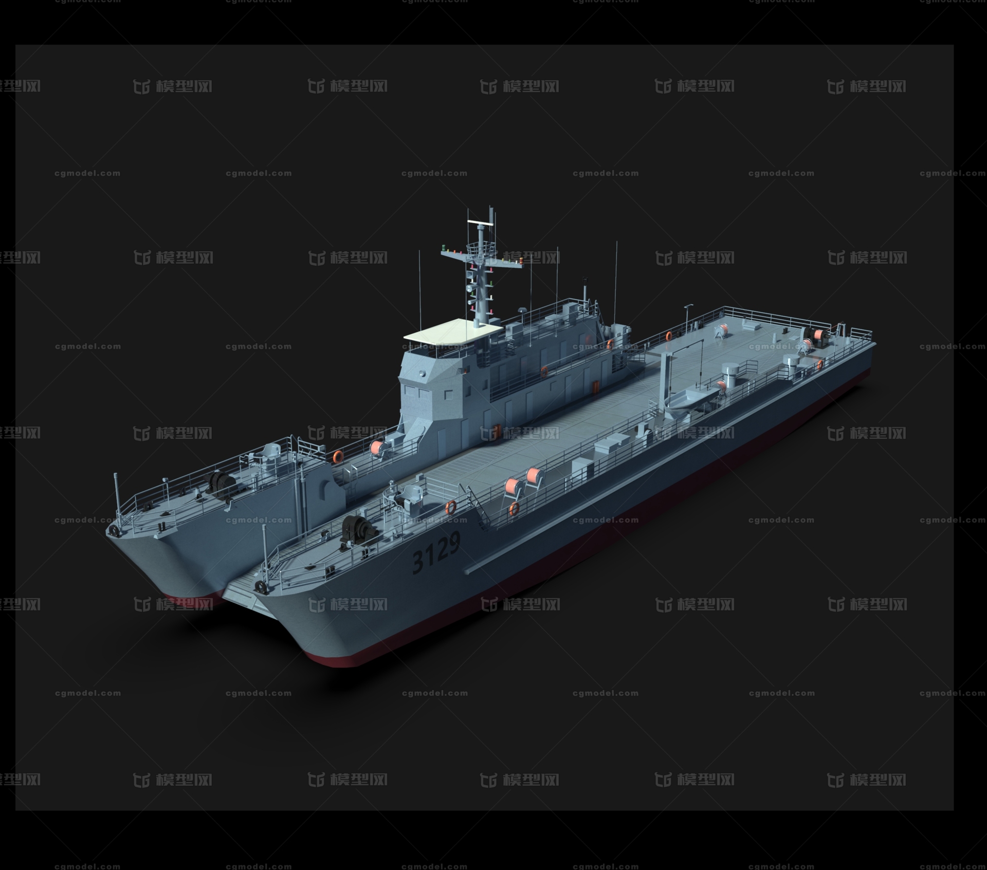 中国海军074A登陆艇模型-军舰模型库-3ds Max(.max)模型下载-cg模型网
