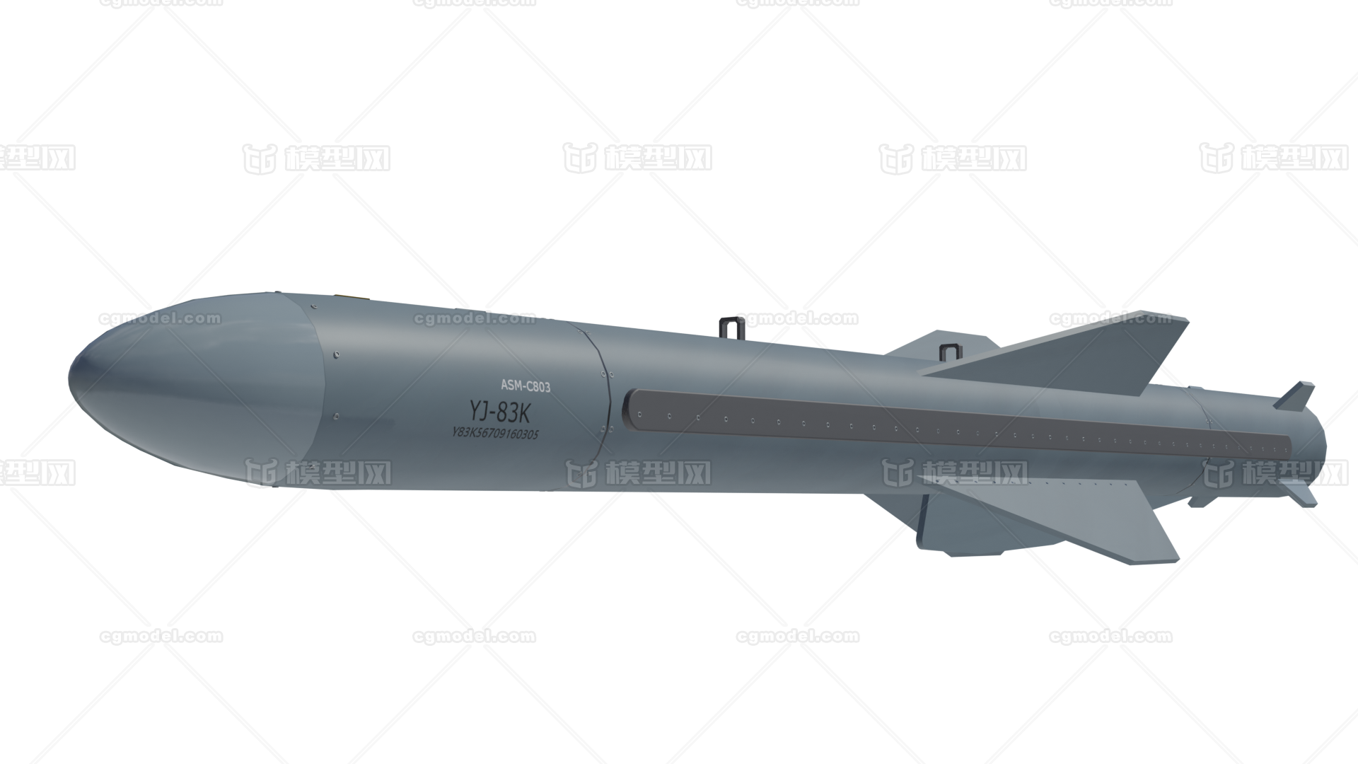 中国海军鹰击83K反舰导弹 YJ-83K模型-火炮器械模型库-OBJ(.obj/.mtl)模型下载-cg模型网