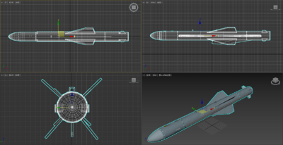 中国海军鹰击83K反舰导弹 YJ-83K模型-火炮器械模型库-OBJ(.obj/.mtl)模型下载-cg模型网