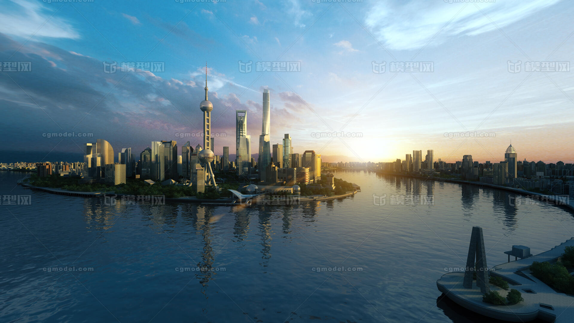 上海城市 陆家嘴模型-现代场景模型库-其他模型下载-cg模型网