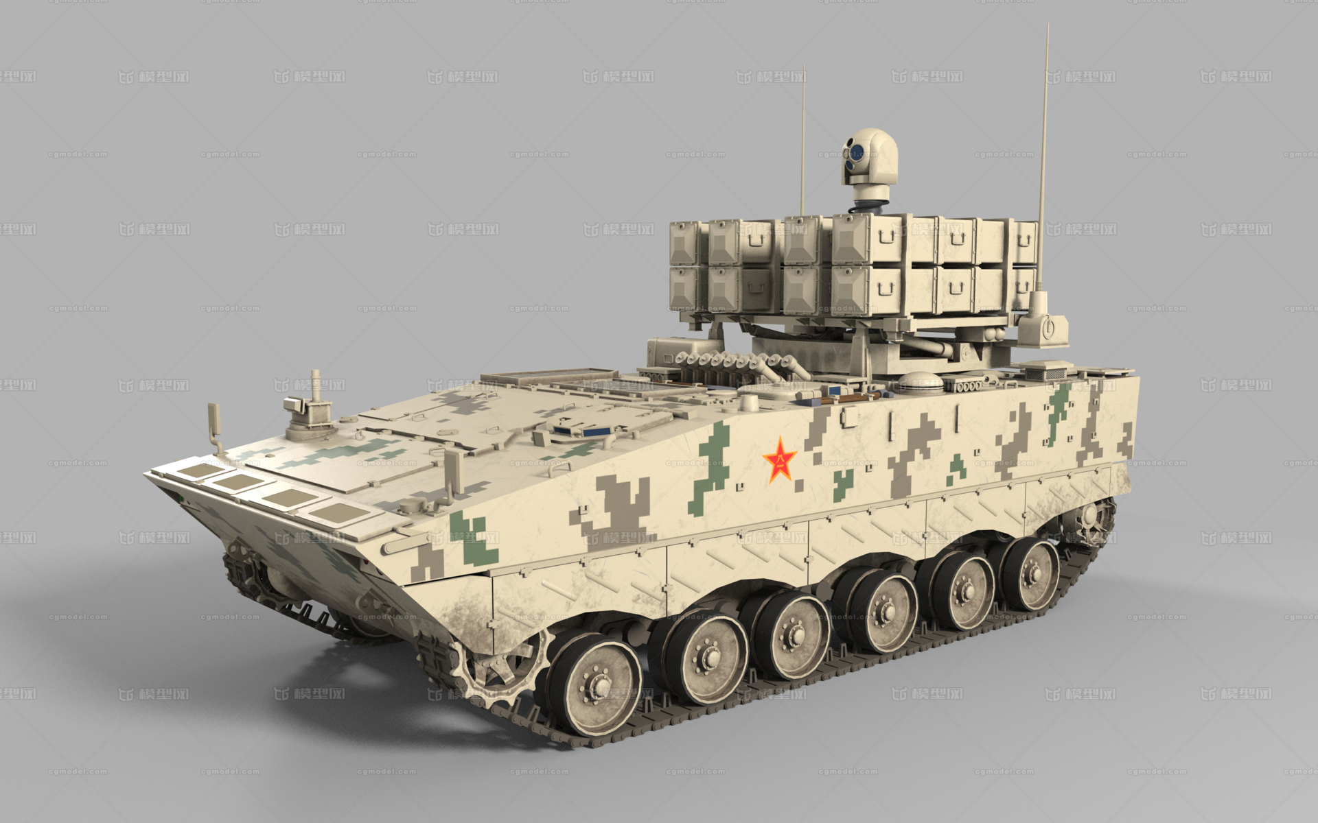 中国陆军红箭10反坦克导弹车AFT10反坦克导弹车坦克装甲车模型-装甲车／坦克模型库-Maya(.ma/.mb)模型下载-cg模型网