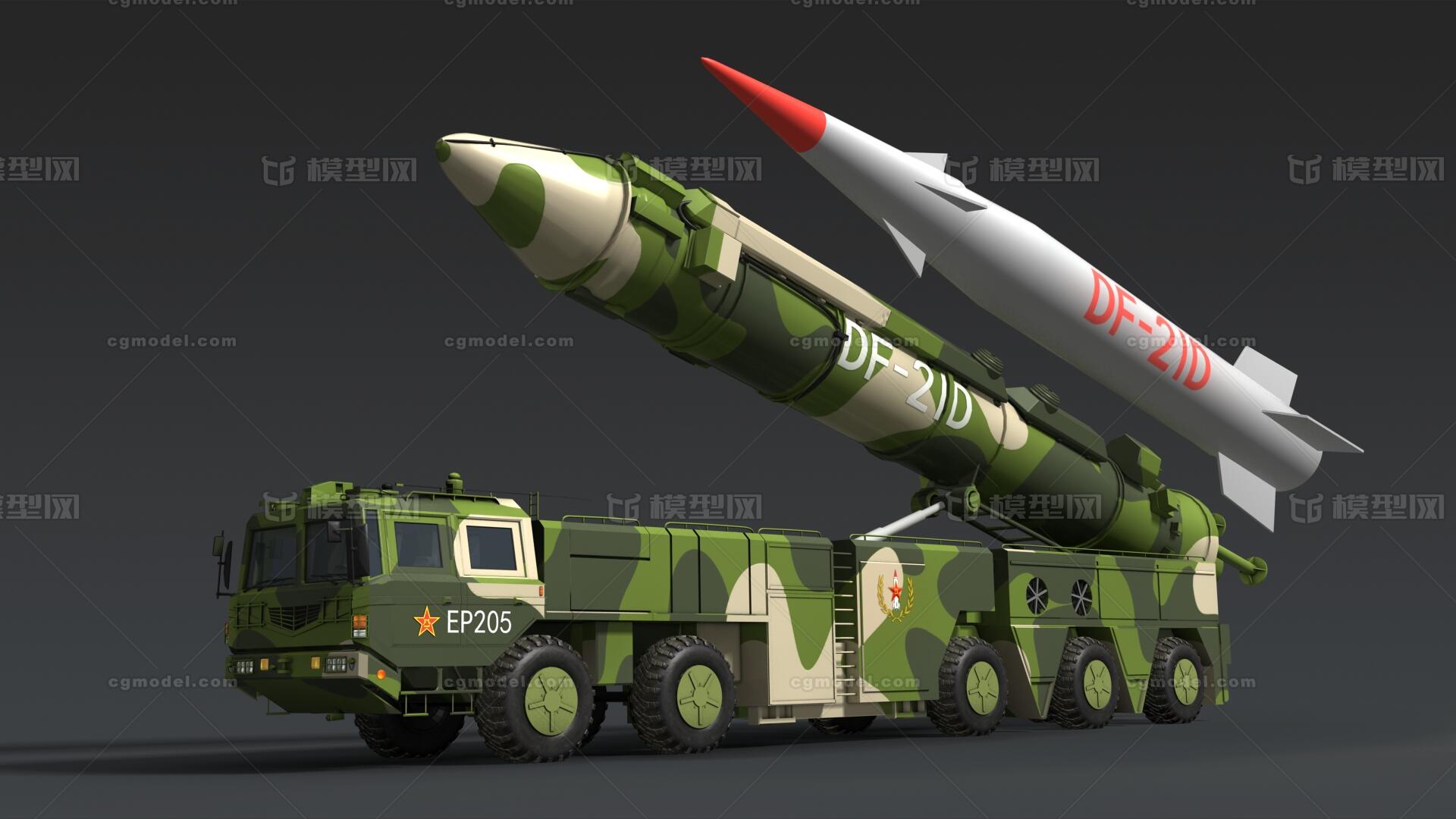 东风21弹道导弹 东风-21D模型-装甲车／坦克模型库-3ds Max(.max)模型下载-cg模型网