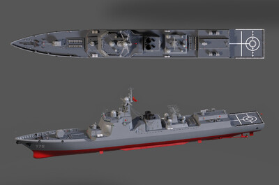 PBR贴图 052D型驱逐舰模型-军舰模型库-3ds Max(.max)模型下载-cg模型网