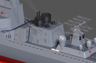 PBR贴图 052D型驱逐舰模型-军舰模型库-3ds Max(.max)模型下载-cg模型网