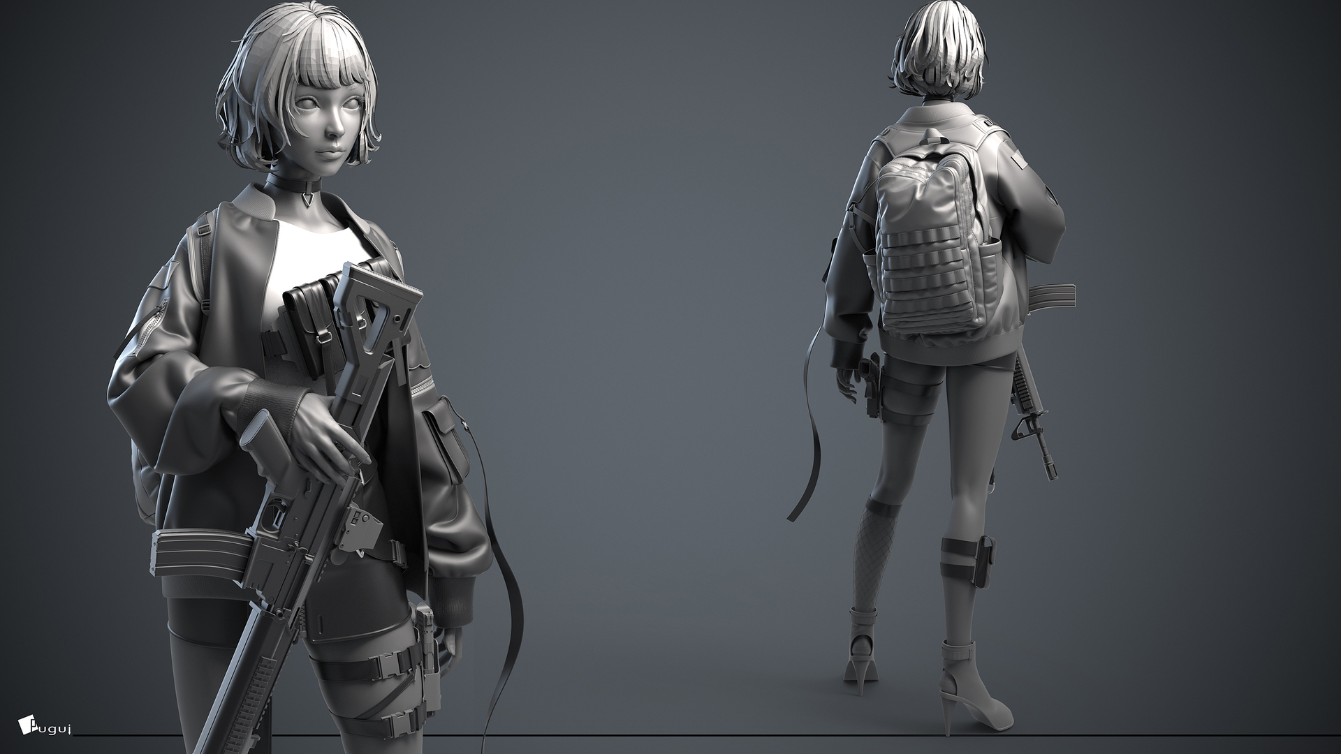 Pugui游戏-次时代角色网络班-黄超同学作品模型 - 角色/人物/生物 - 作品模型 - CG模型网