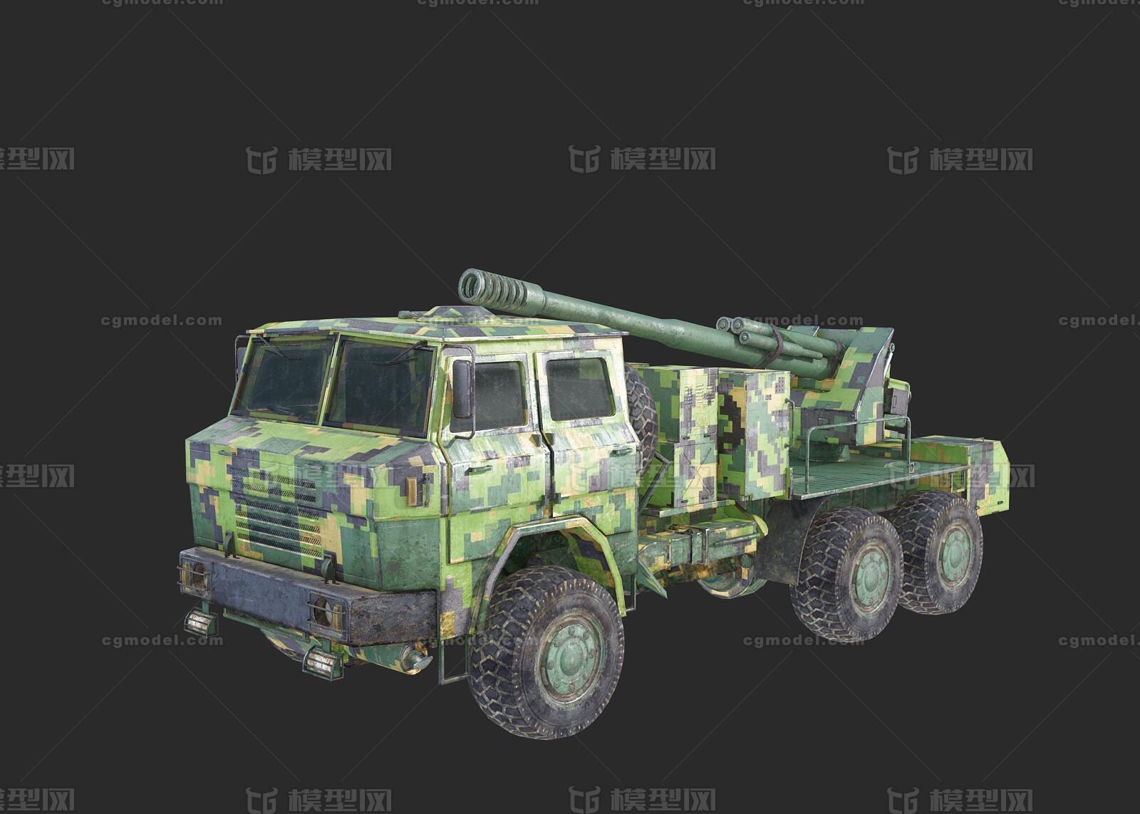 PBR PCL09 PCL-09式 SH2 122毫米 卡车模型-火炮器械模型库-3ds Max(.max)模型下载-cg模型网