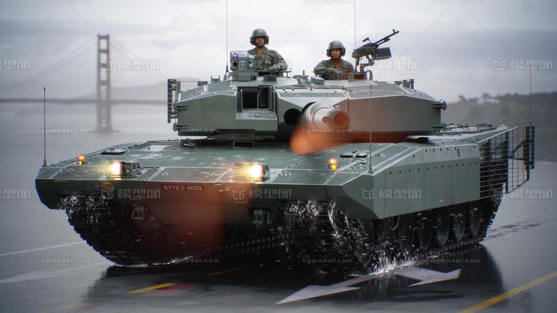 豹2SG主战坦克 含坦克兵模型-装甲车／坦克模型库-3ds Max(.max)模型下载-cg模型网