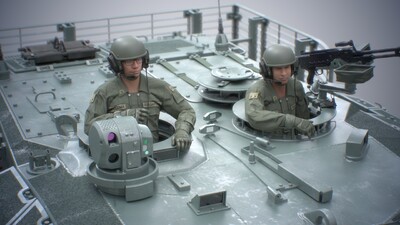 豹2SG主战坦克 含坦克兵模型-装甲车／坦克模型库-3ds Max(.max)模型下载-cg模型网