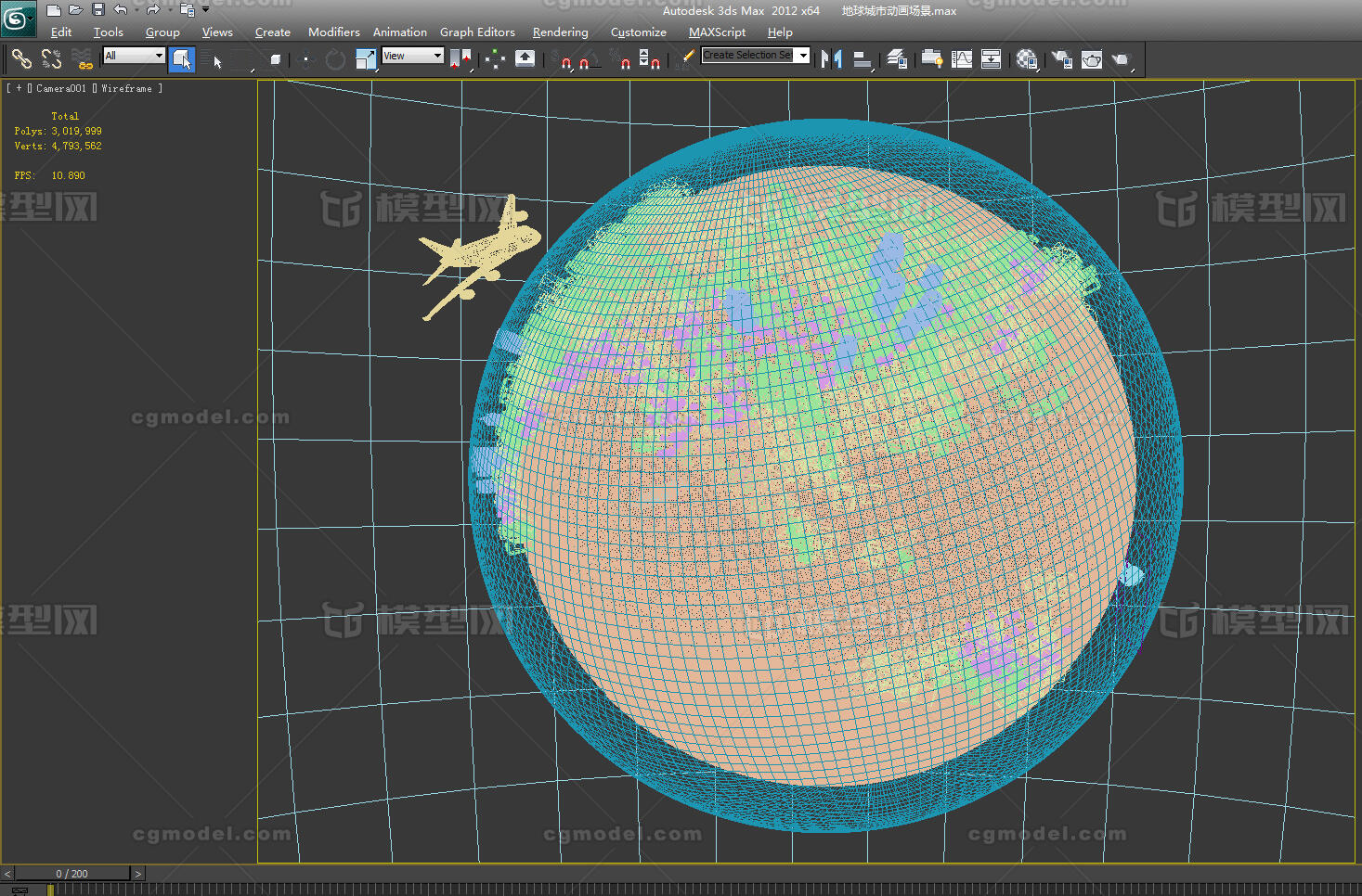 写实科幻地球城市卡通动画场景 地球 地球城市 城市配楼 卡通模型-科幻场景模型库-3ds Max(.max)模型下载-cg模型网
