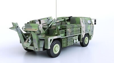 国产PCL-161 122毫米车载火炮模型-火炮器械模型库-3ds Max(.max)模型下载-cg模型网