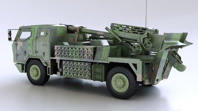 国产PCL-161 122毫米车载火炮模型-火炮器械模型库-3ds Max(.max)模型下载-cg模型网