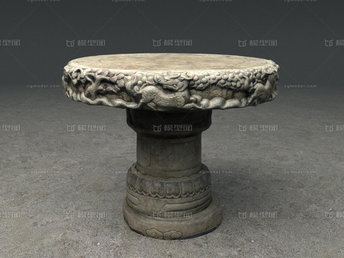 石桌 圆桌模型-其他模型库-3ds Max(.max)模型下载-cg模型网