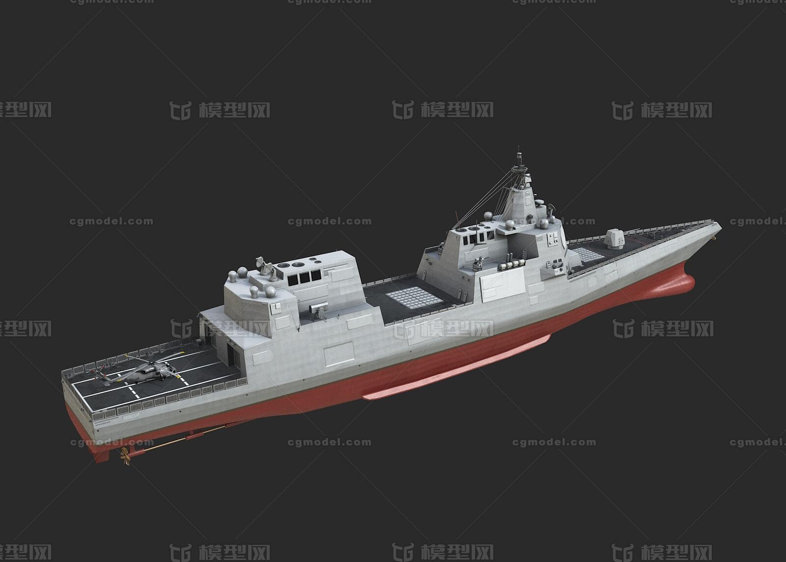 PBR【假想敌】美国海军 未来DDGX型驱逐舰模型-军舰模型库-OBJ(.obj/.mtl)模型下载-cg模型网