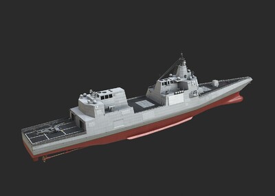 PBR【假想敌】美国海军 未来DDGX型驱逐舰模型-军舰模型库-OBJ(.obj/.mtl)模型下载-cg模型网