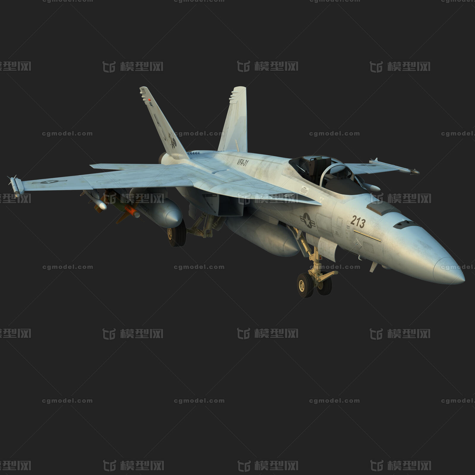FA 18模型-军用飞机模型库-3ds Max(.max)模型下载-cg模型网