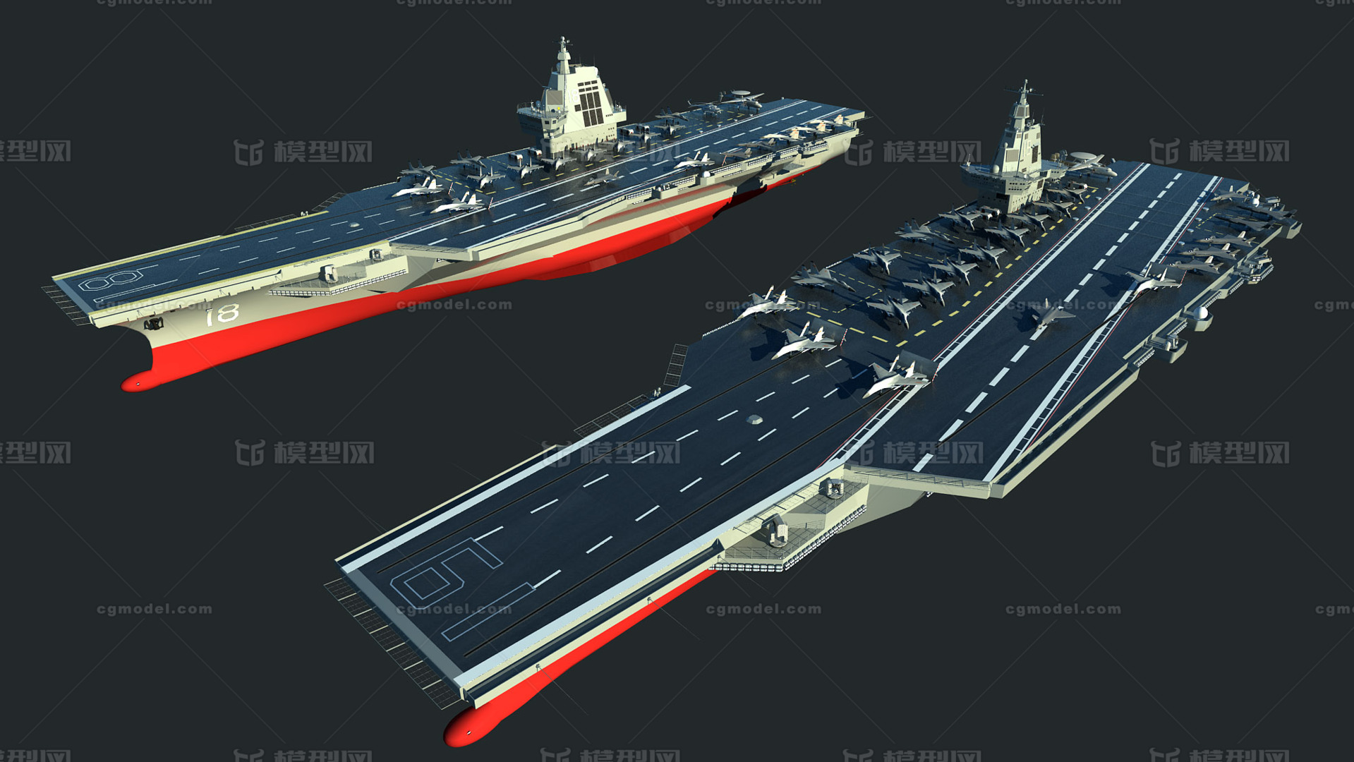 003航母 004航母模型-军舰模型库-3ds Max(.max)模型下载-cg模型网