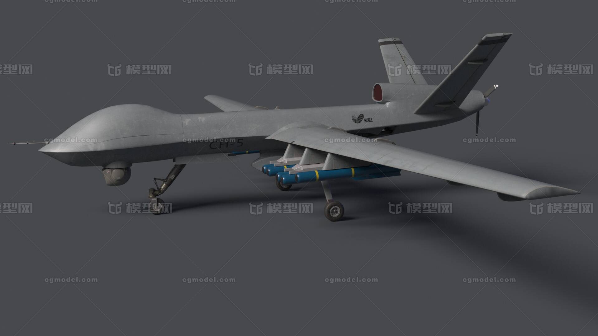 CH-5无人机PBR材质 彩虹5无人机模型-军用飞机模型库-3ds Max(.max)模型下载-cg模型网