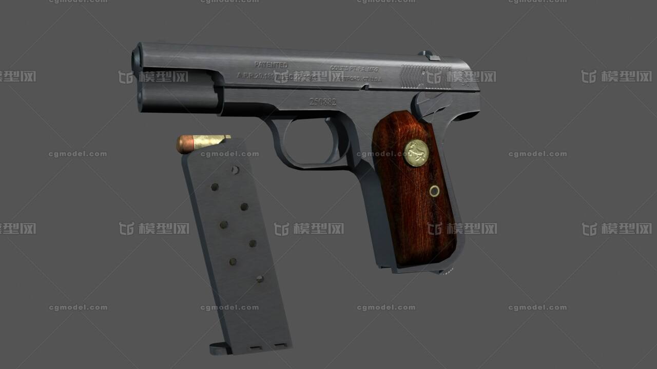 柯尔特M1903手枪 写实手枪模型-枪械模型模型库-3ds Max(.max)模型下载-cg模型网