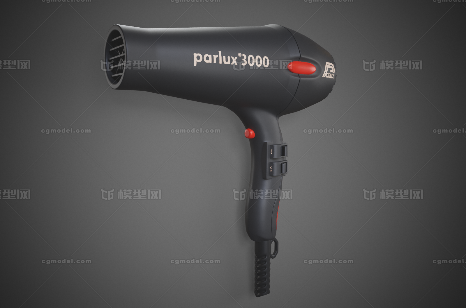 新款黑色哑光美容吹风机da1模型-生活电器模型库-FBX(.fbx)模型下载-cg模型网