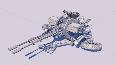 【精致白模】中国PG87式高射炮/高射机枪 苏联ZU-23-模型-火炮器械模型库-FBX(.fbx)模型下载-cg模型网