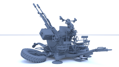 【精致白模】中国PG87式高射炮/高射机枪 苏联ZU-23-模型-火炮器械模型库-FBX(.fbx)模型下载-cg模型网